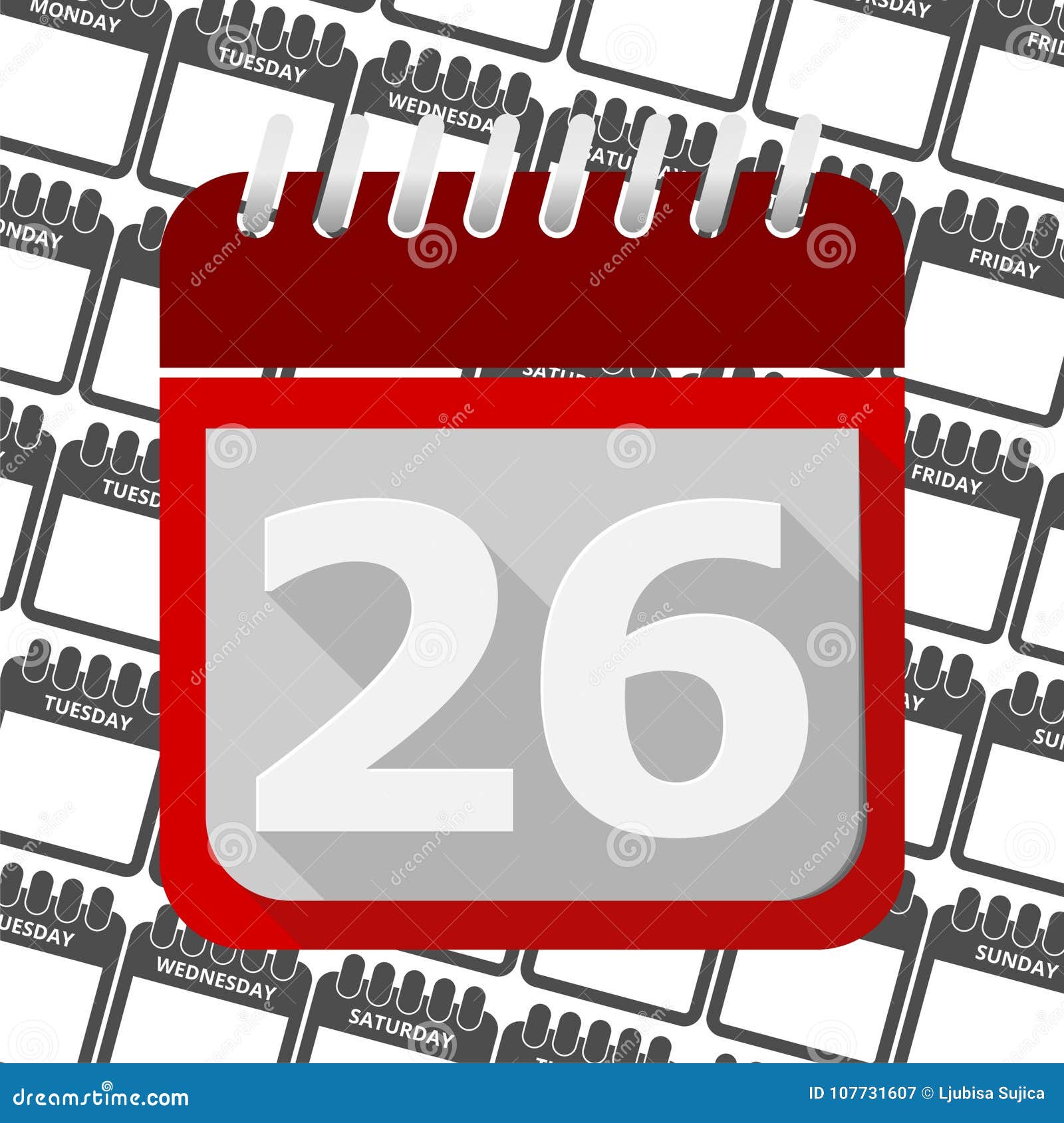 Red Calendar - Vector Icon Number 26 Stock Vector - Illustration of ...