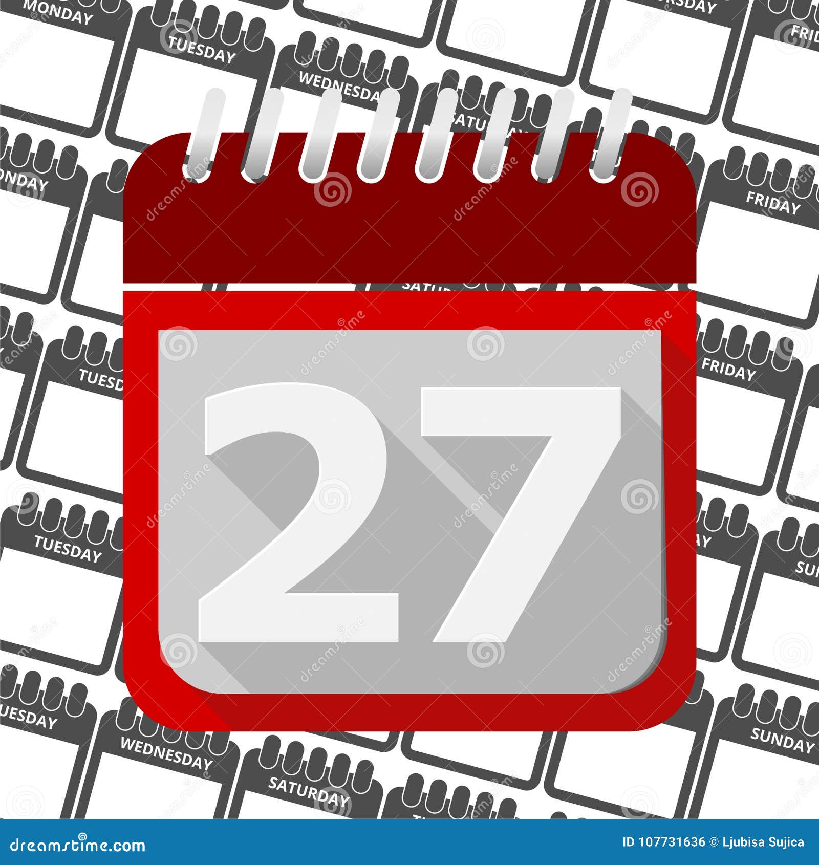 Red Calendar - Vector Icon Number 27 Stock Vector - Illustration of ...