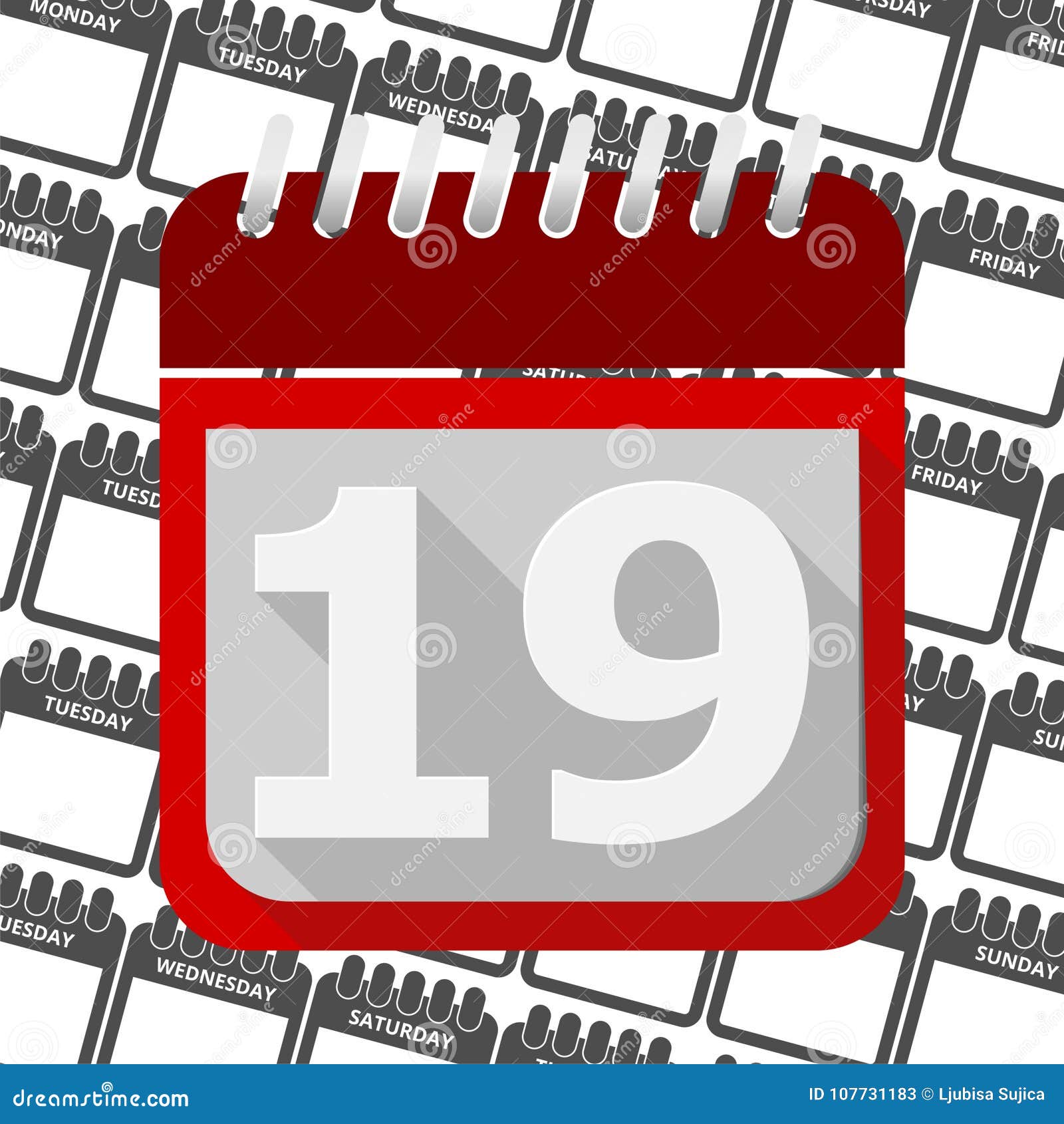 Red Calendar - Vector Icon Number 19 Stock Vector - Illustration of ...