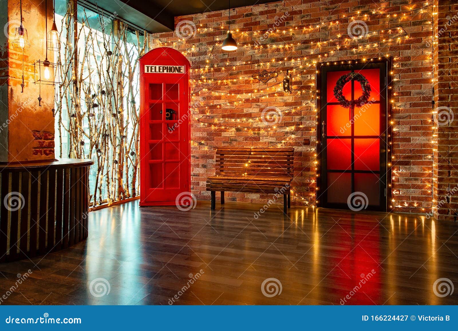 Red Call-box in a Light Modern Studio Stock Image - Image of details ...