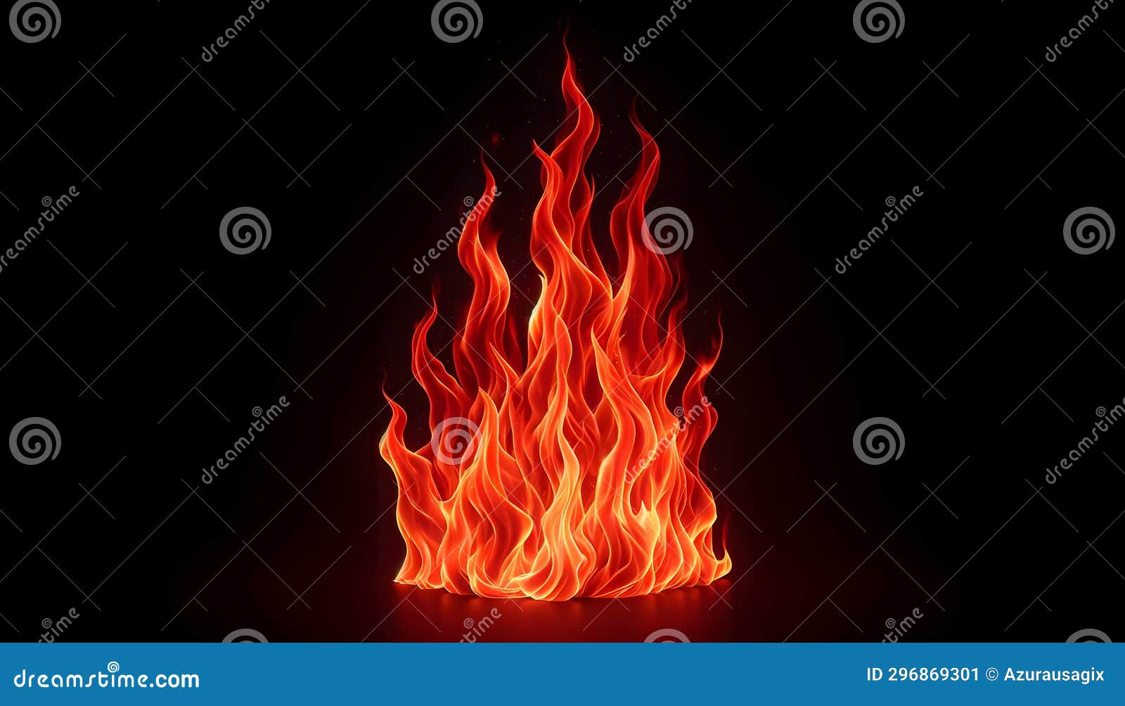 Red Campfire Fire Flame Illustration on Black Background, Ai Generated ...
