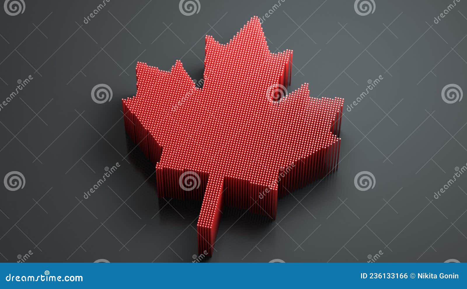 Red Canada Maple Leaf Made of Pixels 3D Render Stock Illustration ...