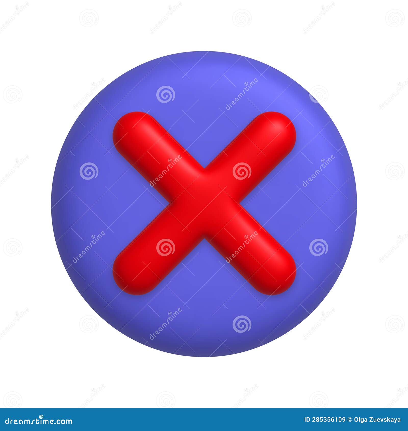 Red Cancel Cross Mark Icon on Round Purple Button. 3d Realistic Design ...