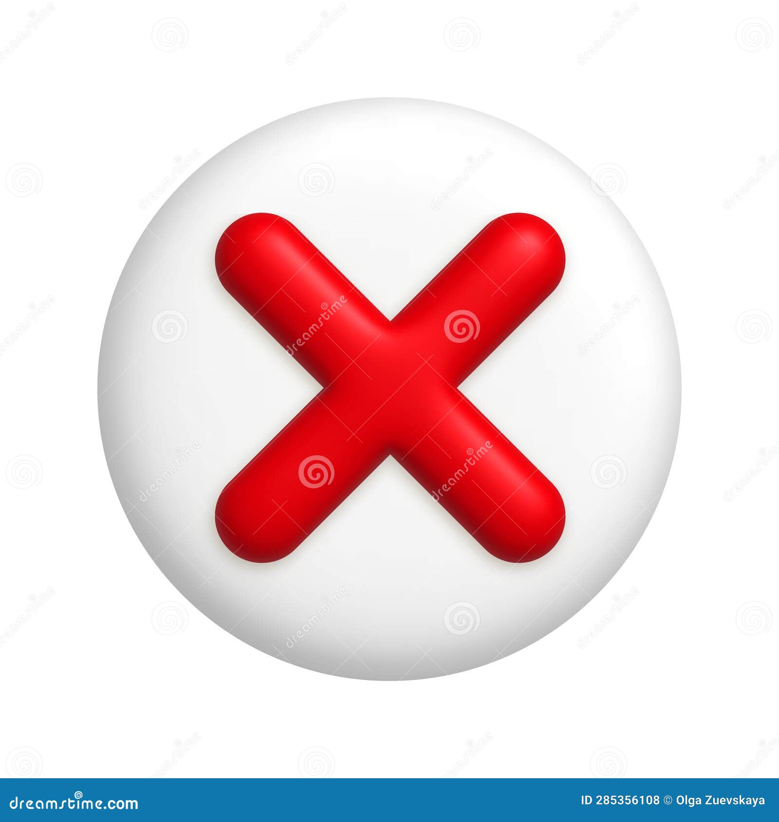 Red Cancel Cross Mark Icon on Round White Button. 3d Realistic Design ...