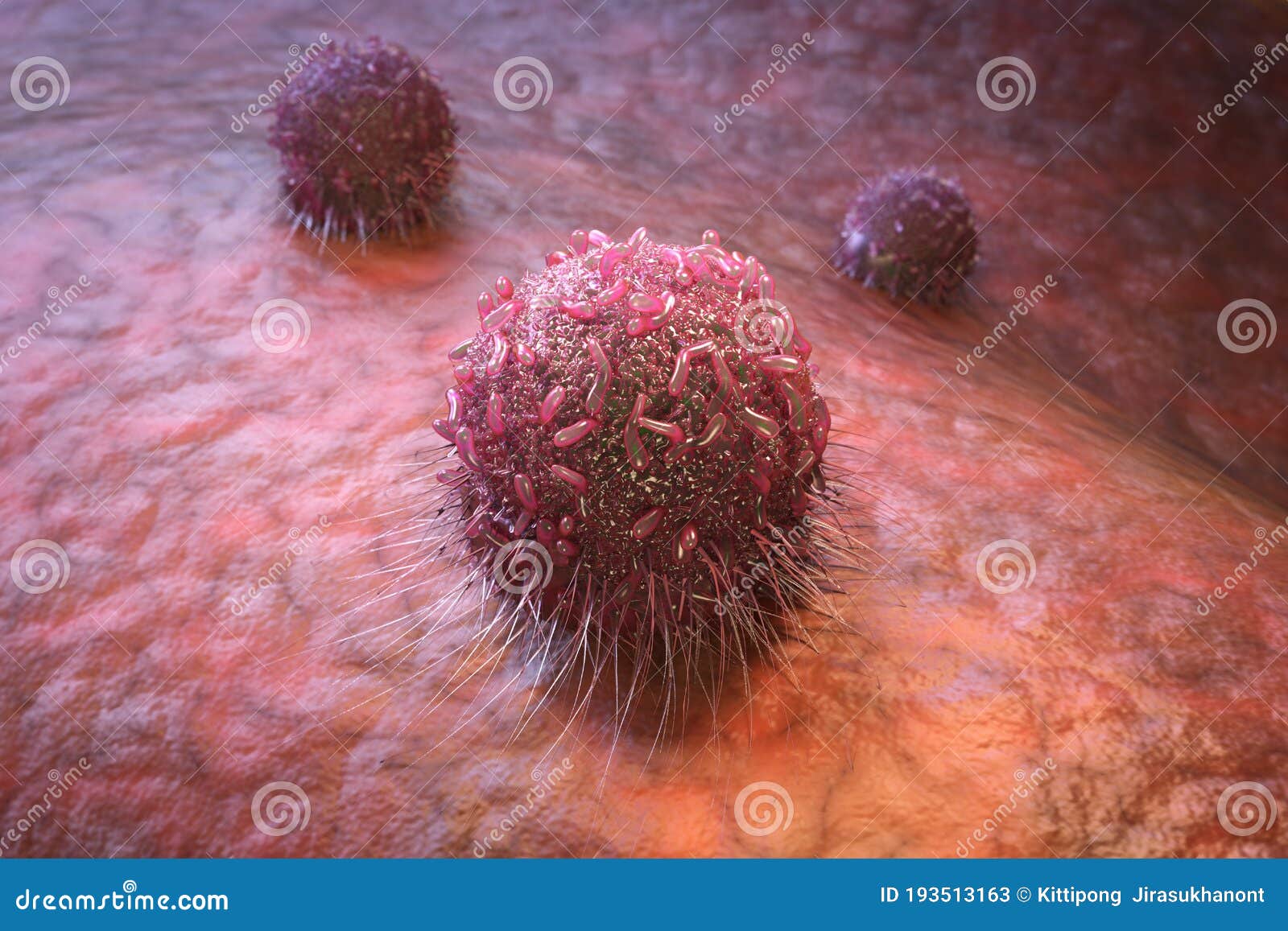 Red cancer cells stock illustration. Illustration of rendering - 193513163