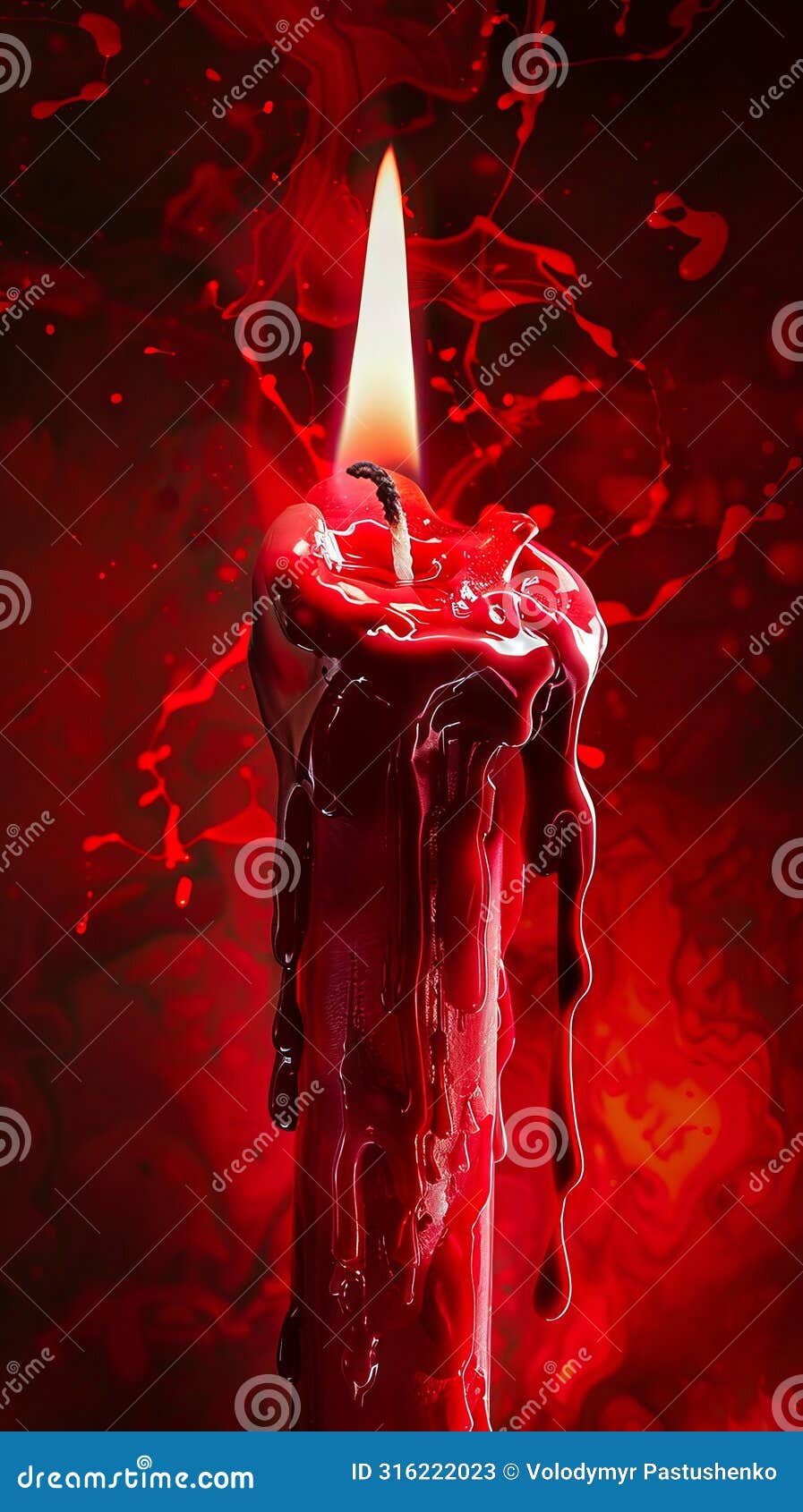 A Red Candle with Blood on it Stock Image - Image of flame, liquid ...