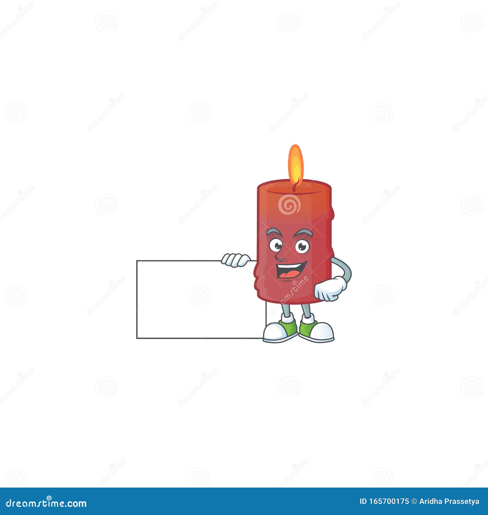 Red Candle Cute Cartoon Character with a Board Stock Vector ...