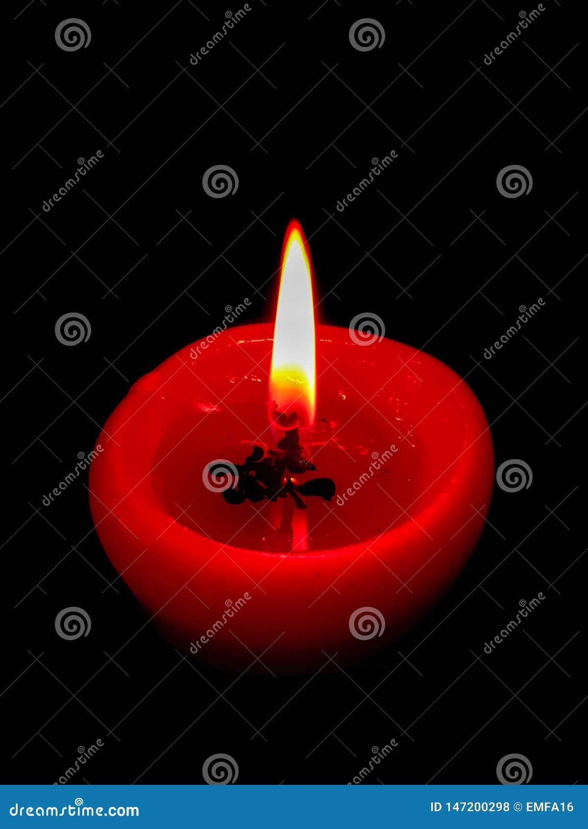 Red Candle with Flame Burning in the Dark Stock Photo - Image of flame ...