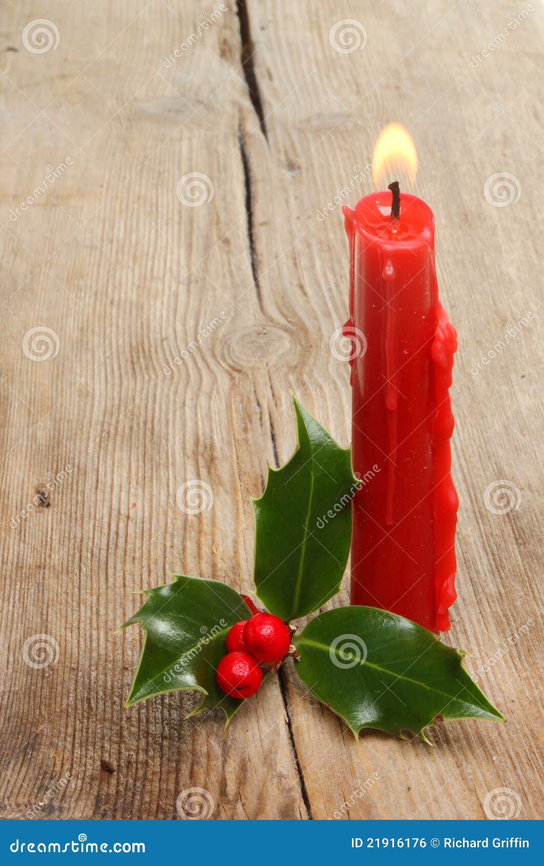 Red candle and holly stock photo. Image of sprig, rustic - 21916176