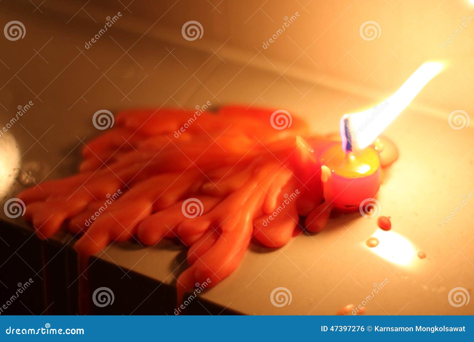Red Candle Melting on White Mable Stock Photo - Image of melt, fire ...