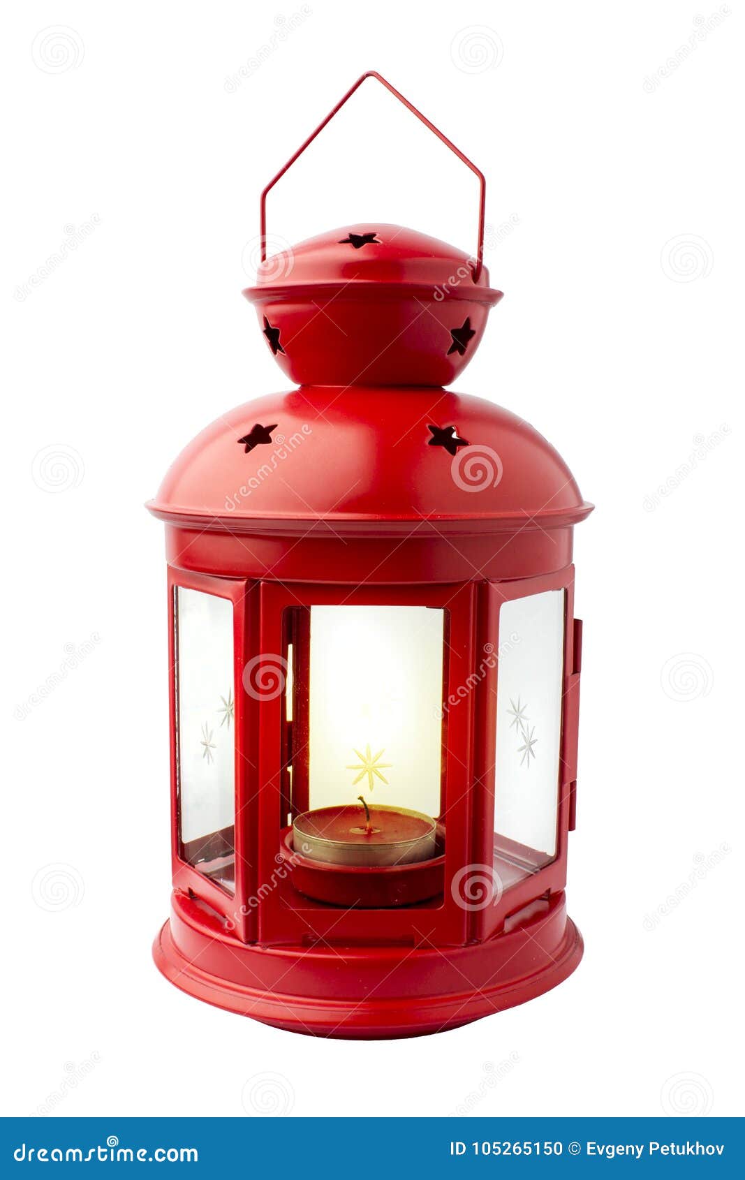 Red Candlestick with a Candle. Lantern. Object on White Background ...