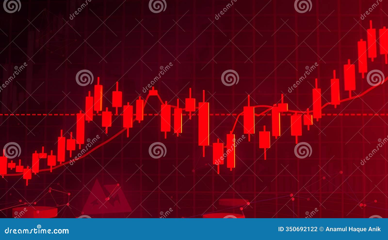 Red Candlestick Chart Showing Financial Growth Stock Illustration ...