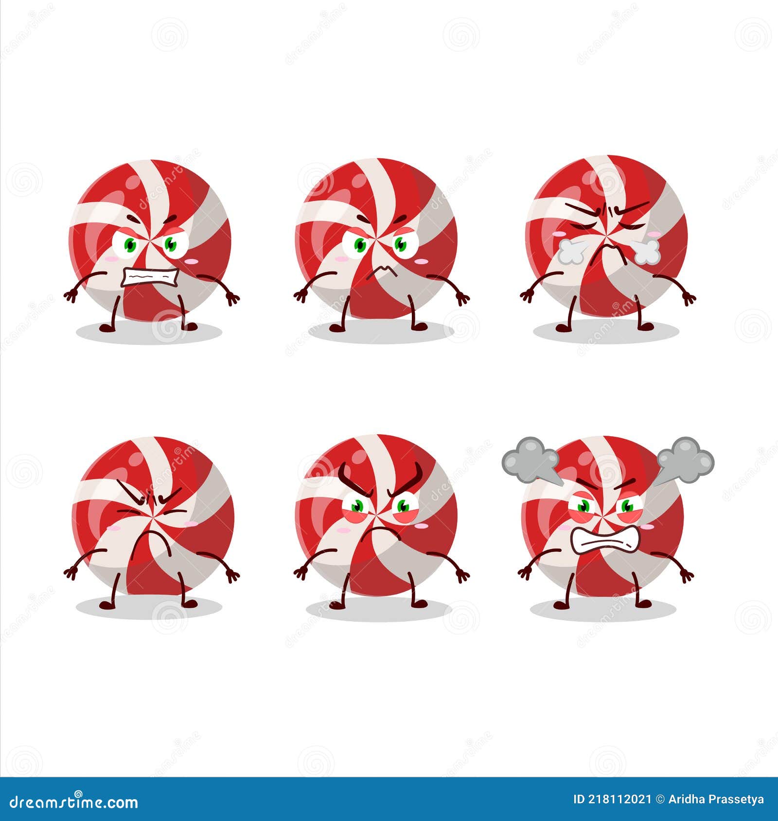 Red Candy Cartoon Character with Various Angry Expressions Stock ...