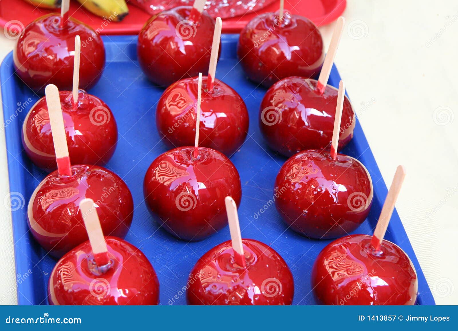 Red Candy Covered Apples stock image. Image of carnival - 1413857