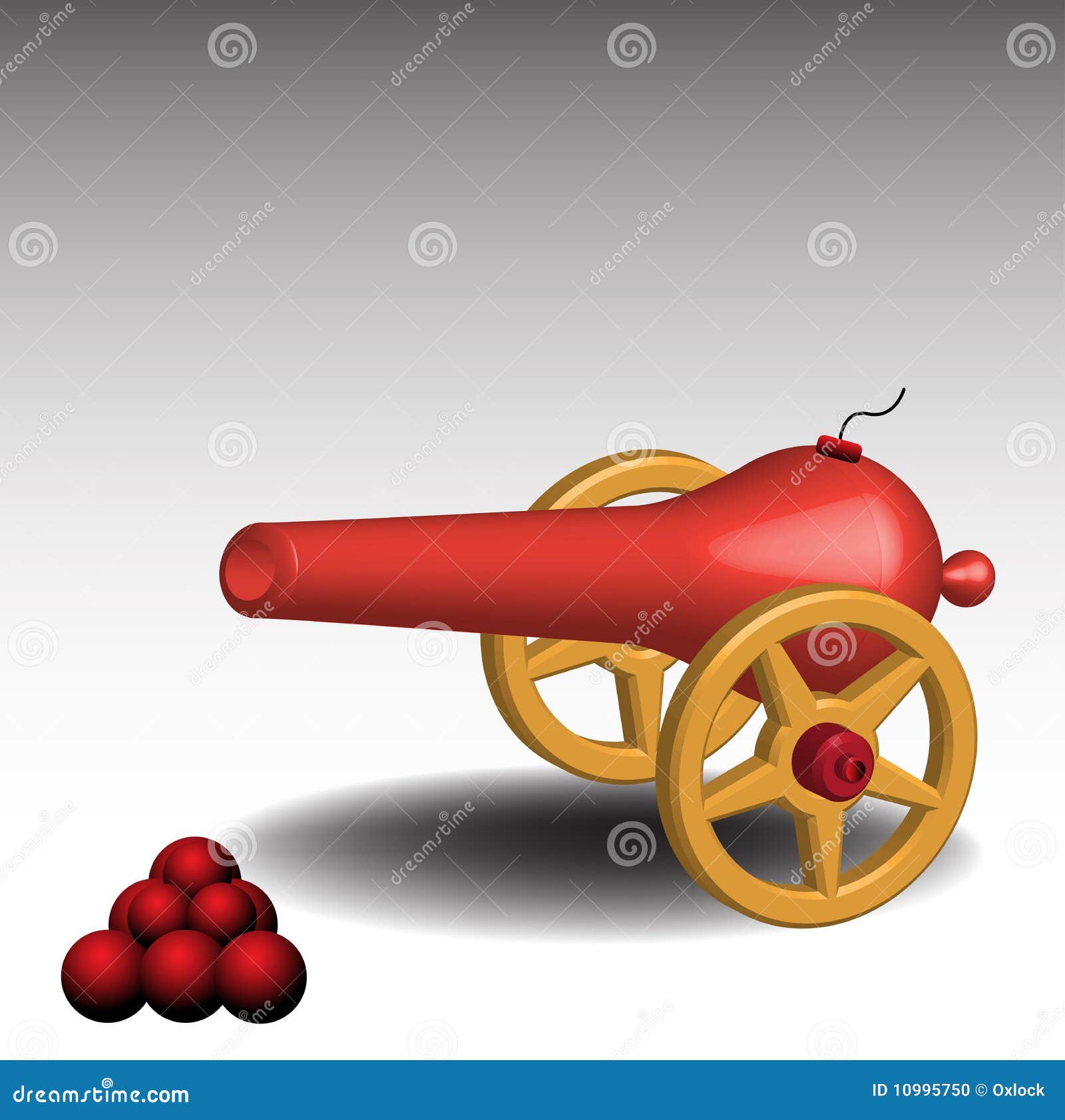 Red cannon stock vector. Illustration of destroy, ancient - 10995750