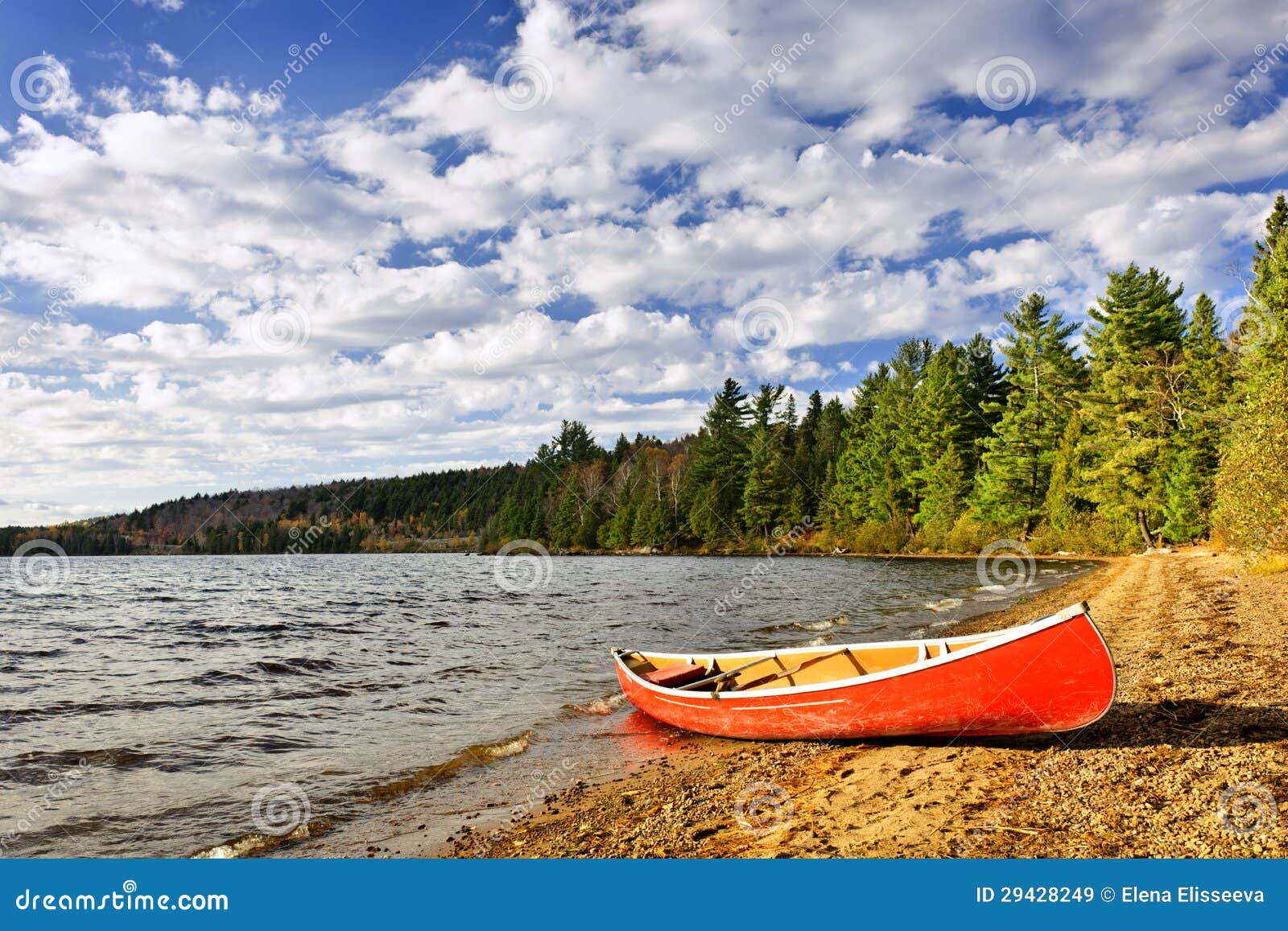 Red canoe on lake shore stock image. Image of boat, pristine - 29428249