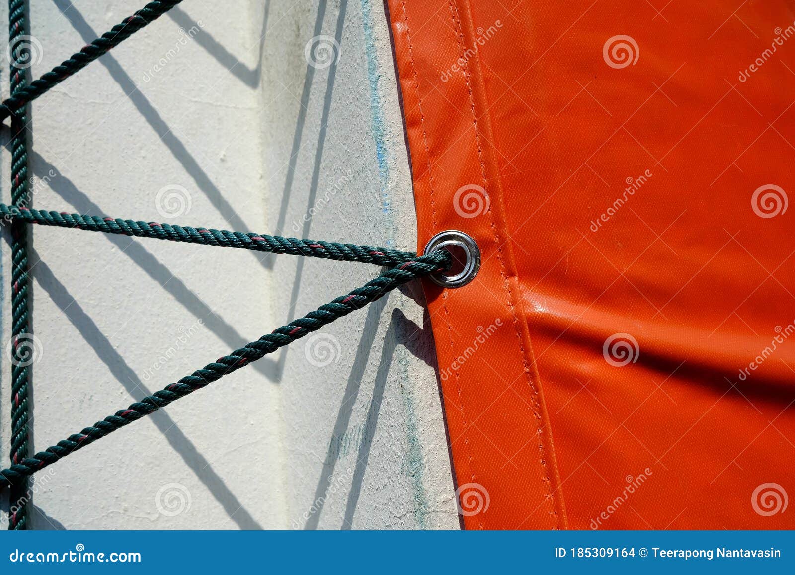 Red Canvas with Hanging Rope and Shadow. Stock Photo - Image of ...