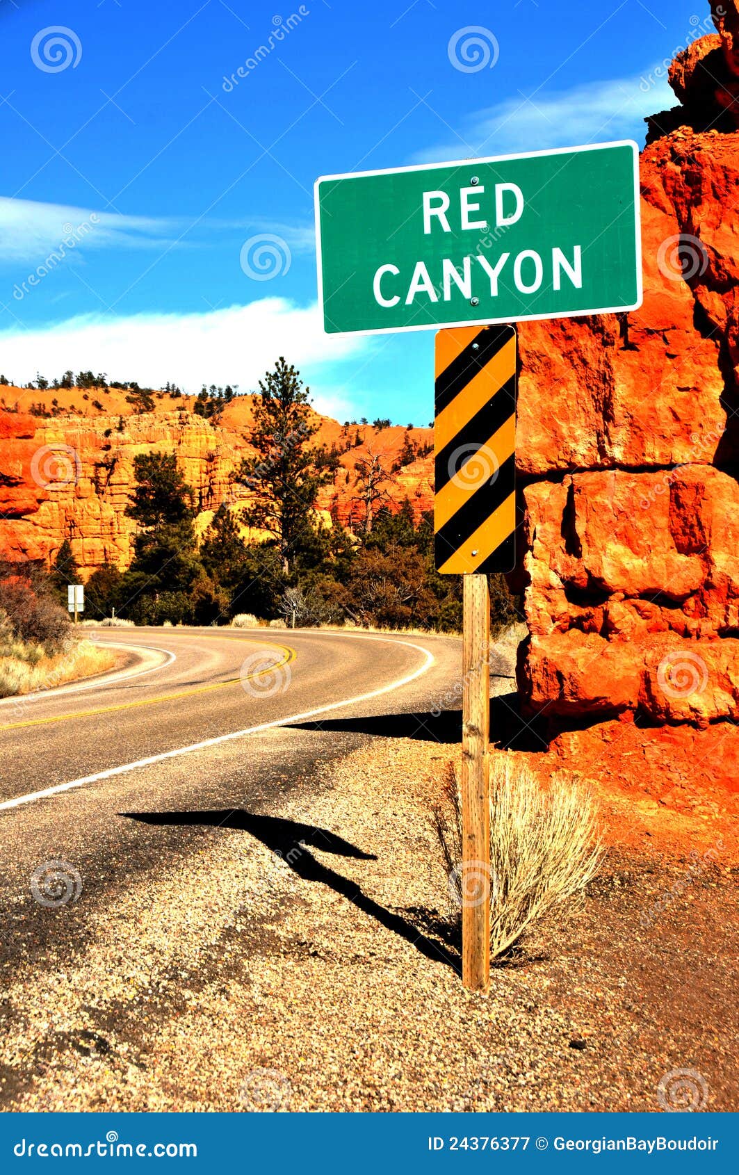 Red Canyon Sign stock image. Image of tourism, states - 24376377