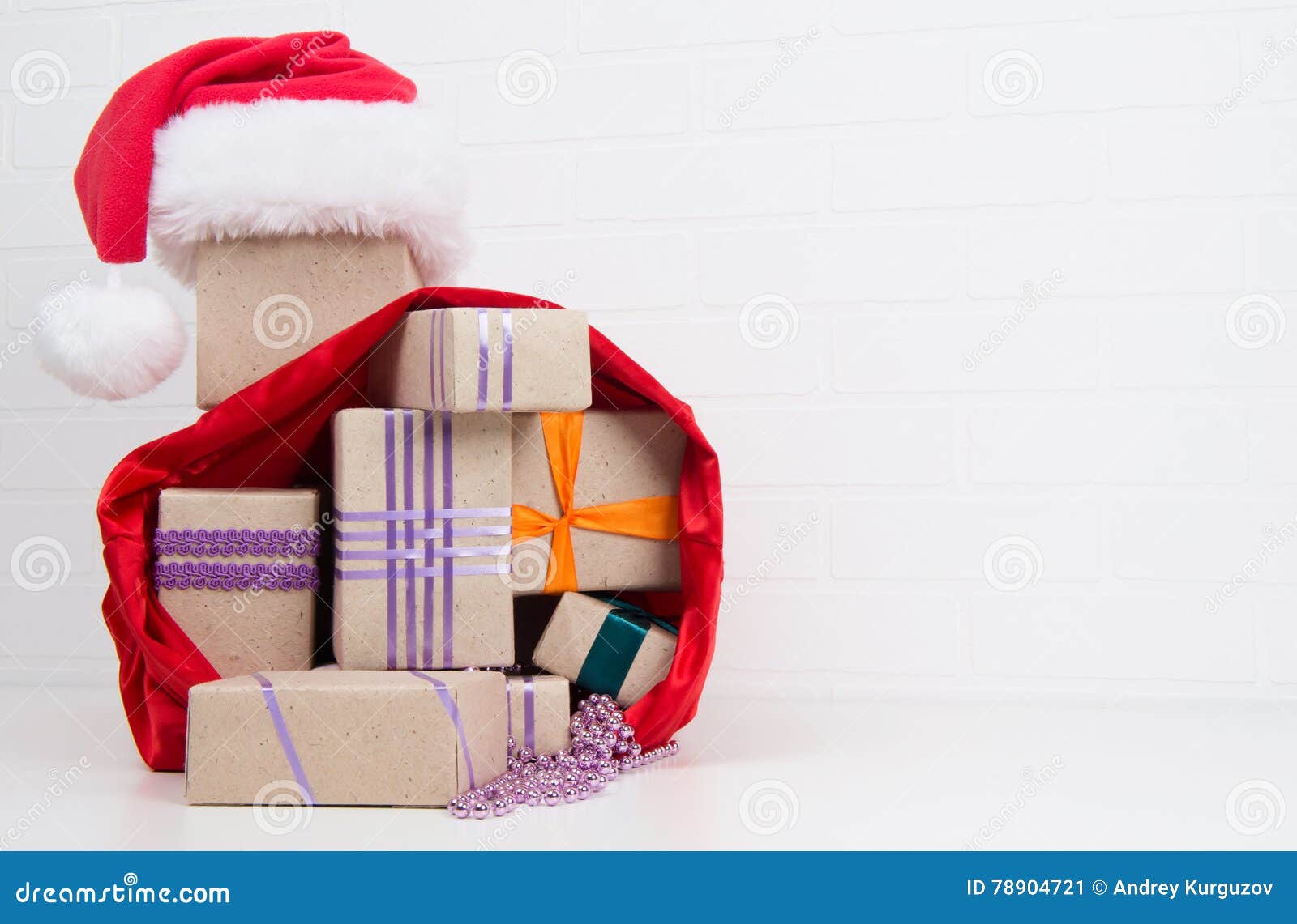 Red Cap and a Bag with Things Stock Image - Image of gold, santa: 78904721
