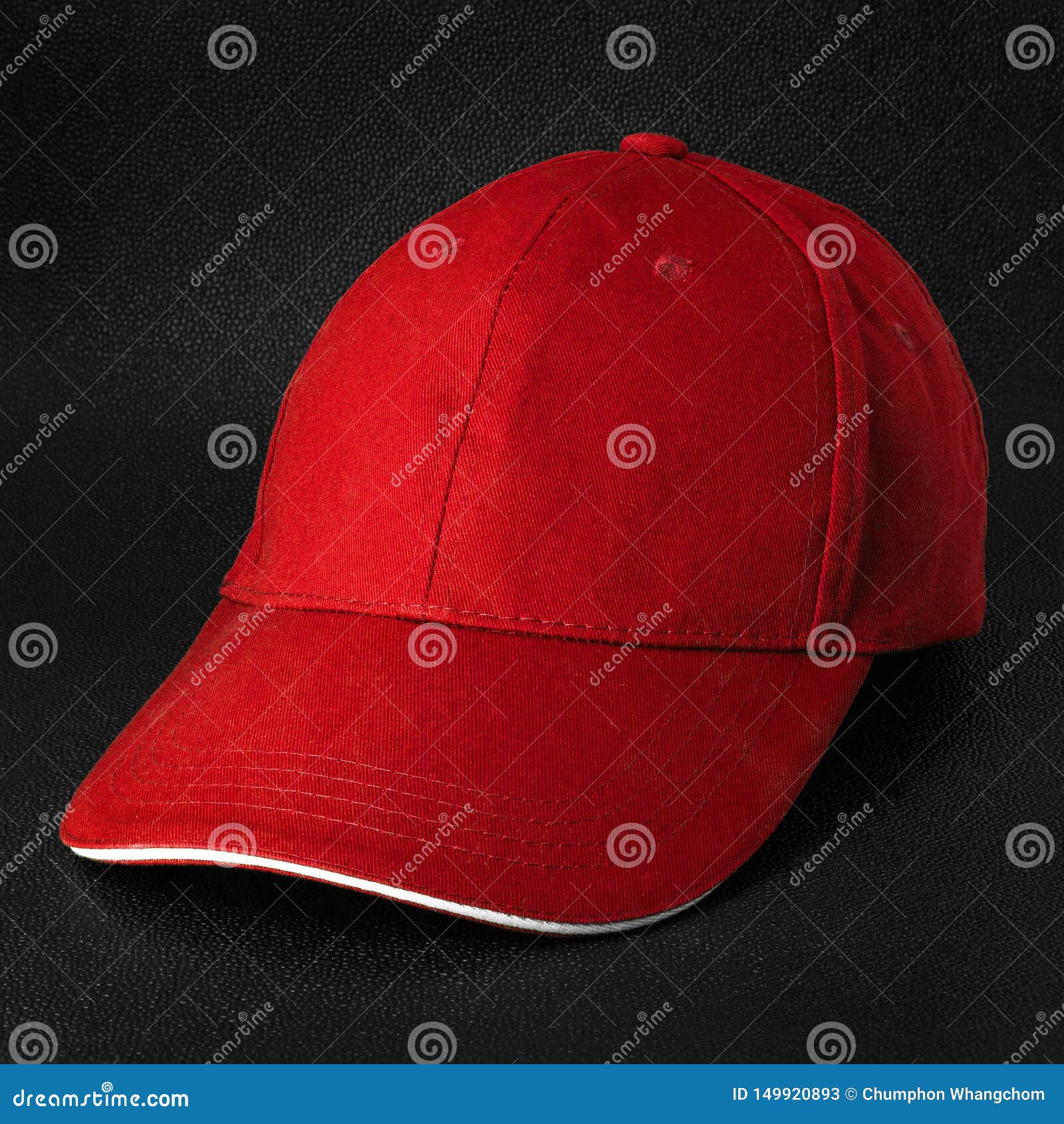 Red Cap Dark Background. Template of Baseball Cap in Side View Stock ...