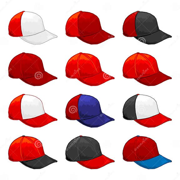 Red Cap, Vector Variety of Color Combinations Cap Template Stock Vector ...