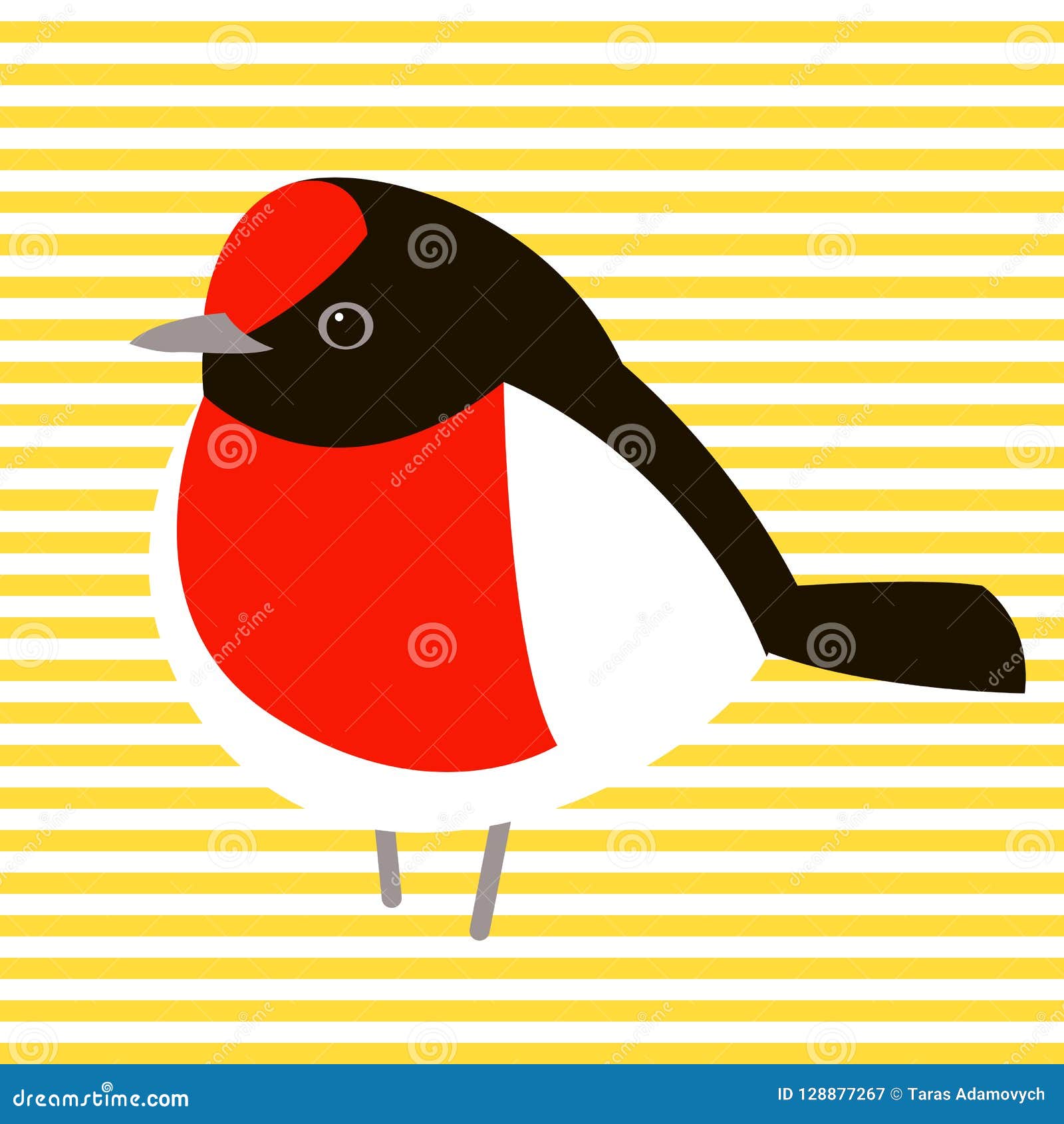 Red - Capped Robin Vector Illustration Flat Style Stock Vector ...