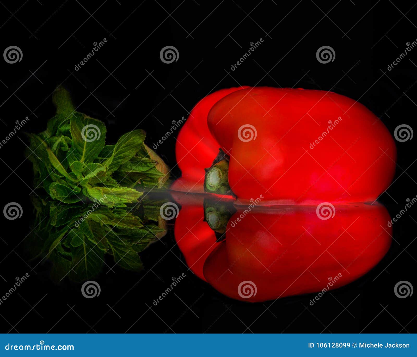 Red Capsicum Reflection Creates the Whole Stock Image - Image of create ...