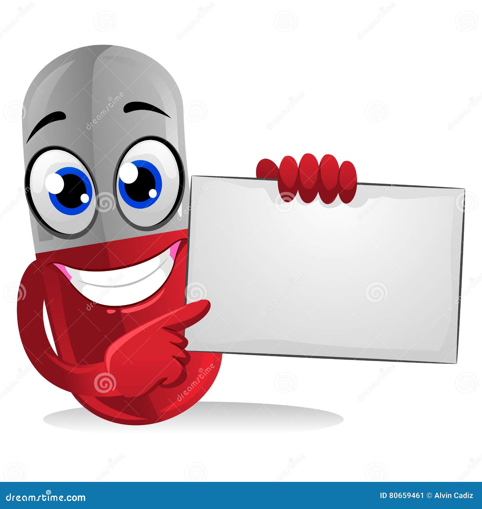 Red Capsule Holding Blank Board Cartoon Vector | CartoonDealer.com ...
