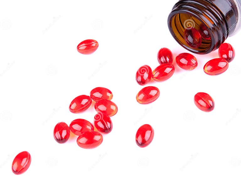 Red capsules stock image. Image of tocopherol, tablet - 12685047