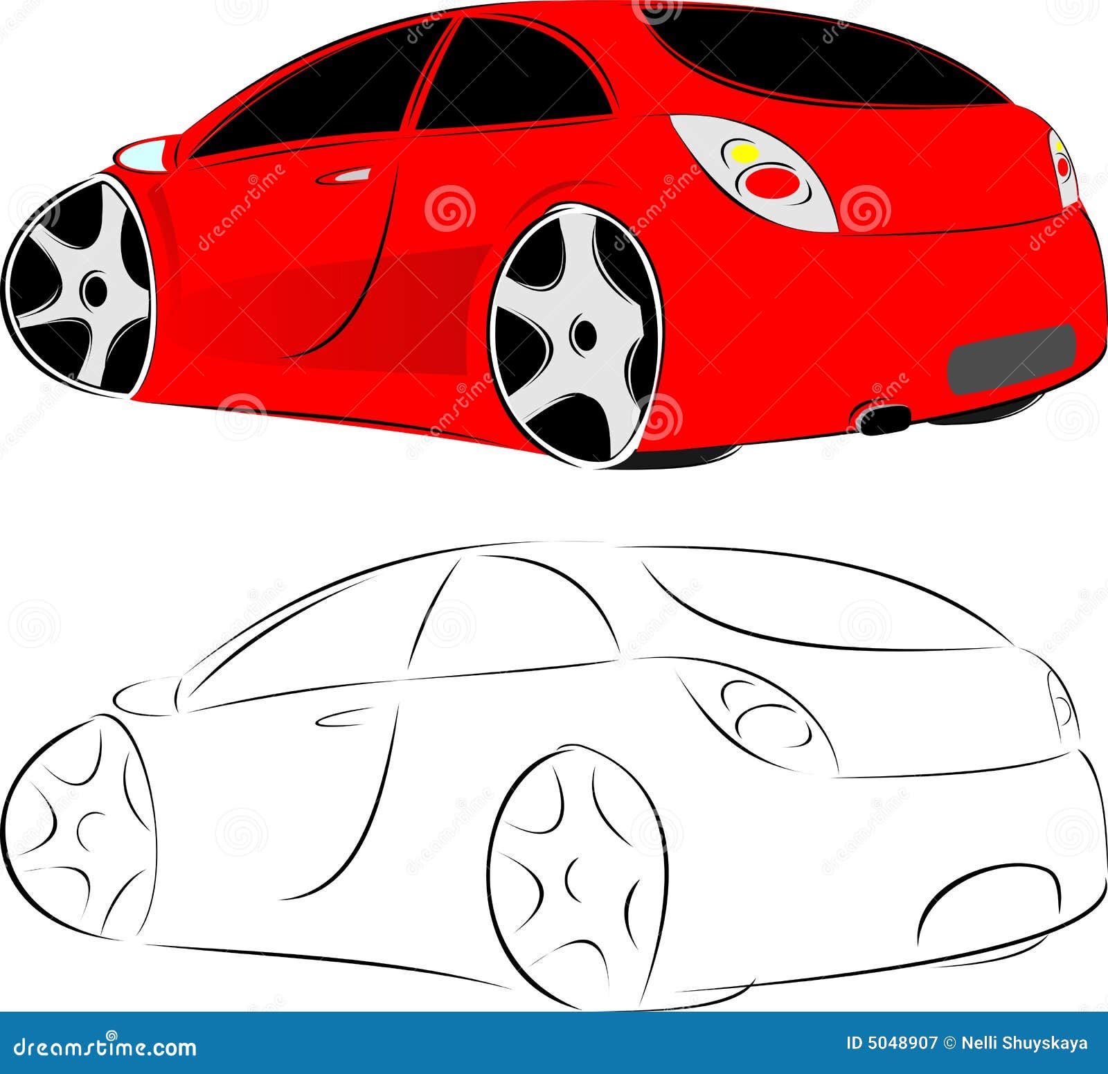 Red car stock vector. Illustration of outlines, auto, sketch - 5048907