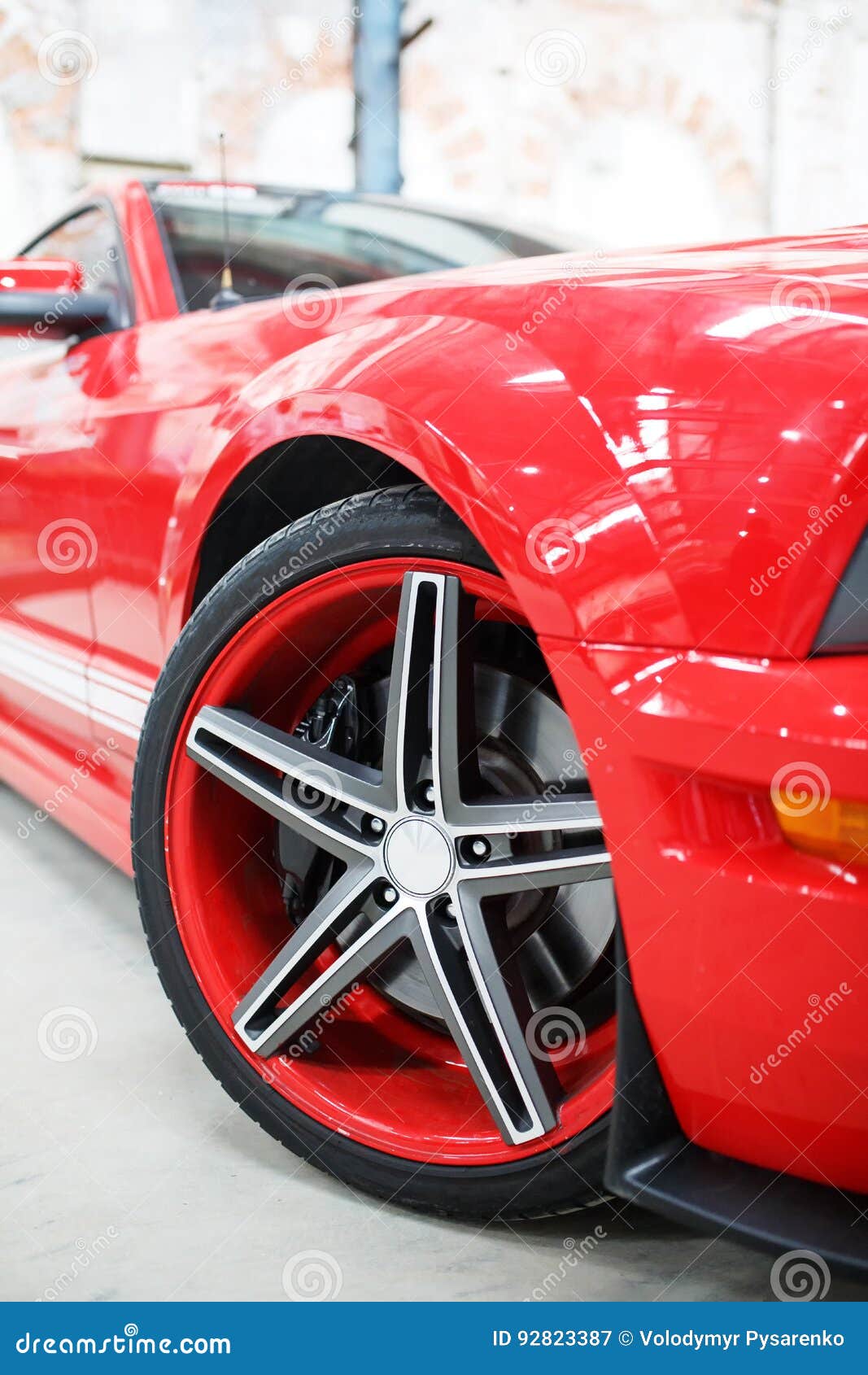 Red Car with Alloy Wheel Indoor Stock Image - Image of alloy, miles ...