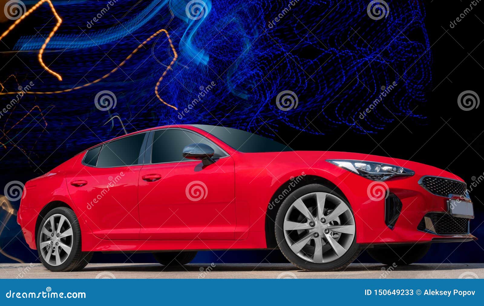 Red Car on a Black Background. Editorial Stock Photo - Image of shiny ...