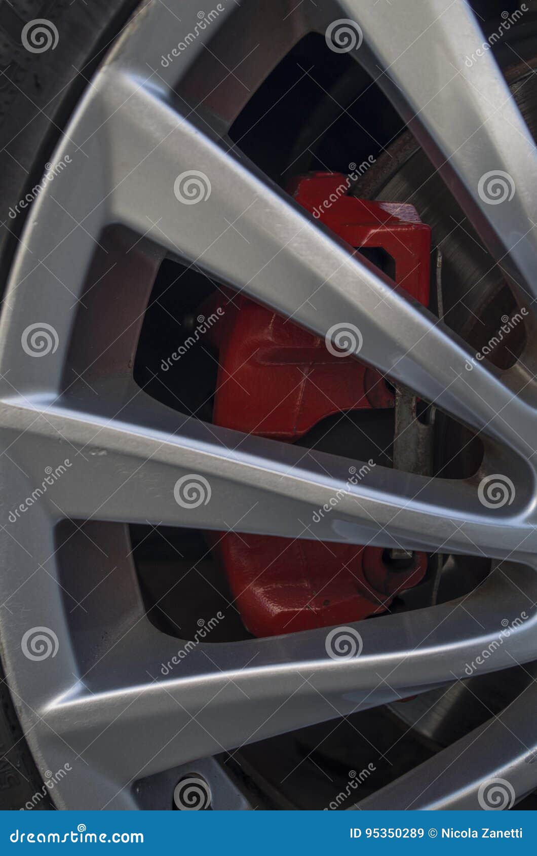 Red car brake stock image. Image of wheel, transportation - 95350289