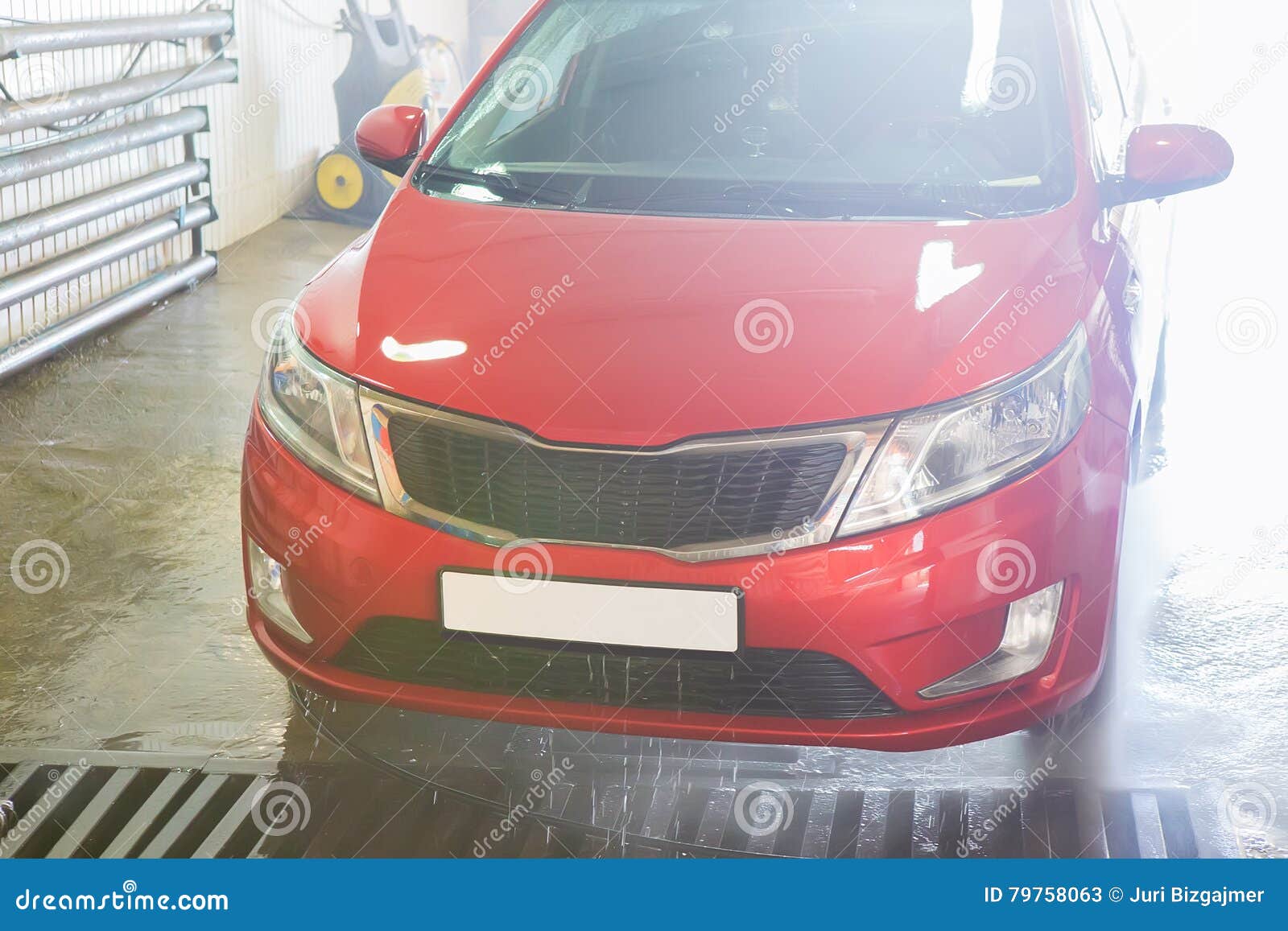 Red car at the car wash stock image. Image of cleaned - 79758063