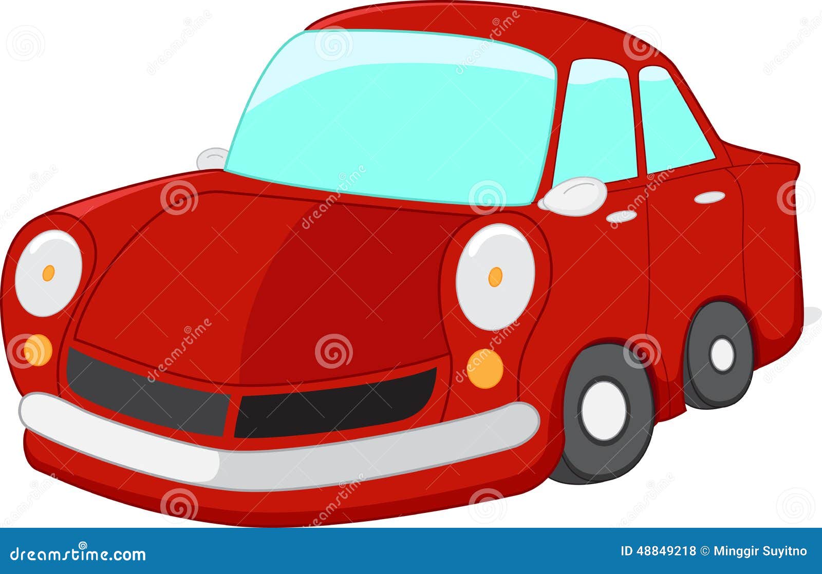 Red car cartoon stock vector. Illustration of smile, friendly - 48849218
