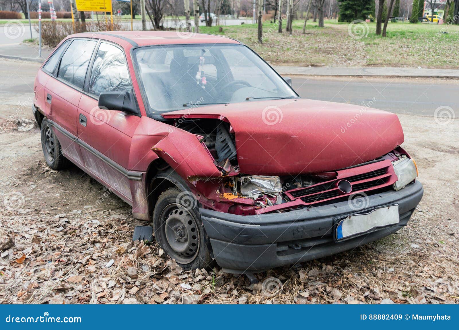 Red Car crash stock image. Image of automobile, collision - 88882409
