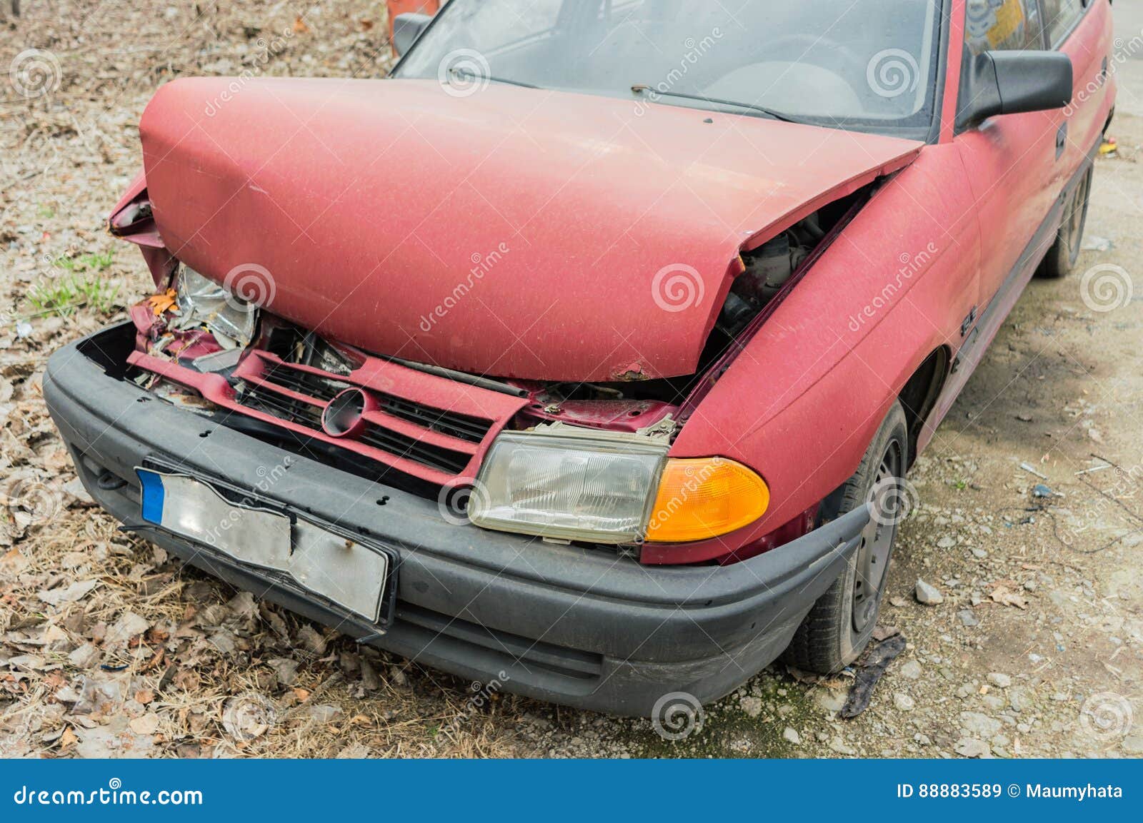 Red Car crash stock image. Image of dangerous, safety - 88883589