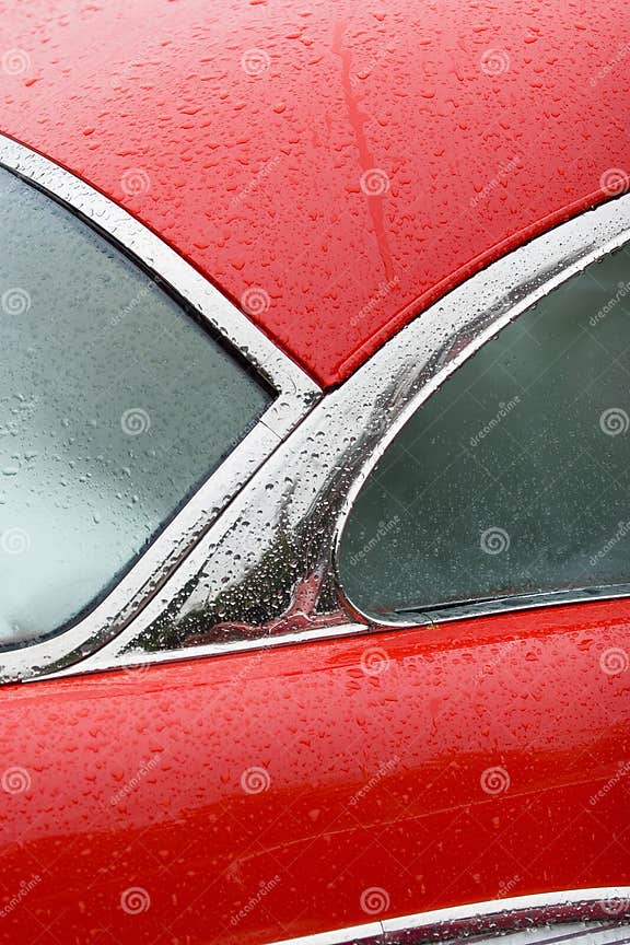 Red car detail stock image. Image of droplet, design, 1950s - 1938927