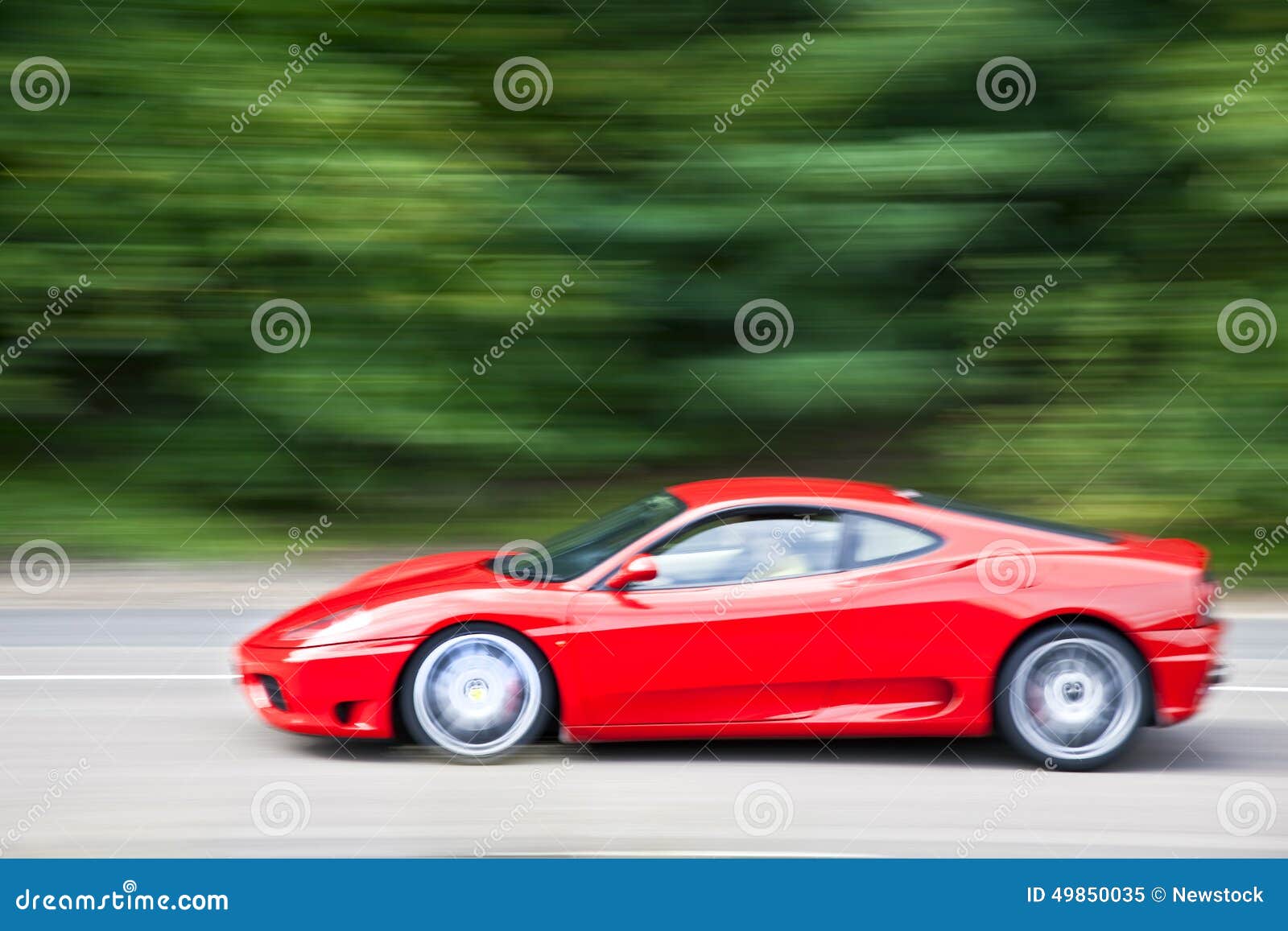 Red Car Driving Fast on Country Road Stock Image - Image of roadside ...