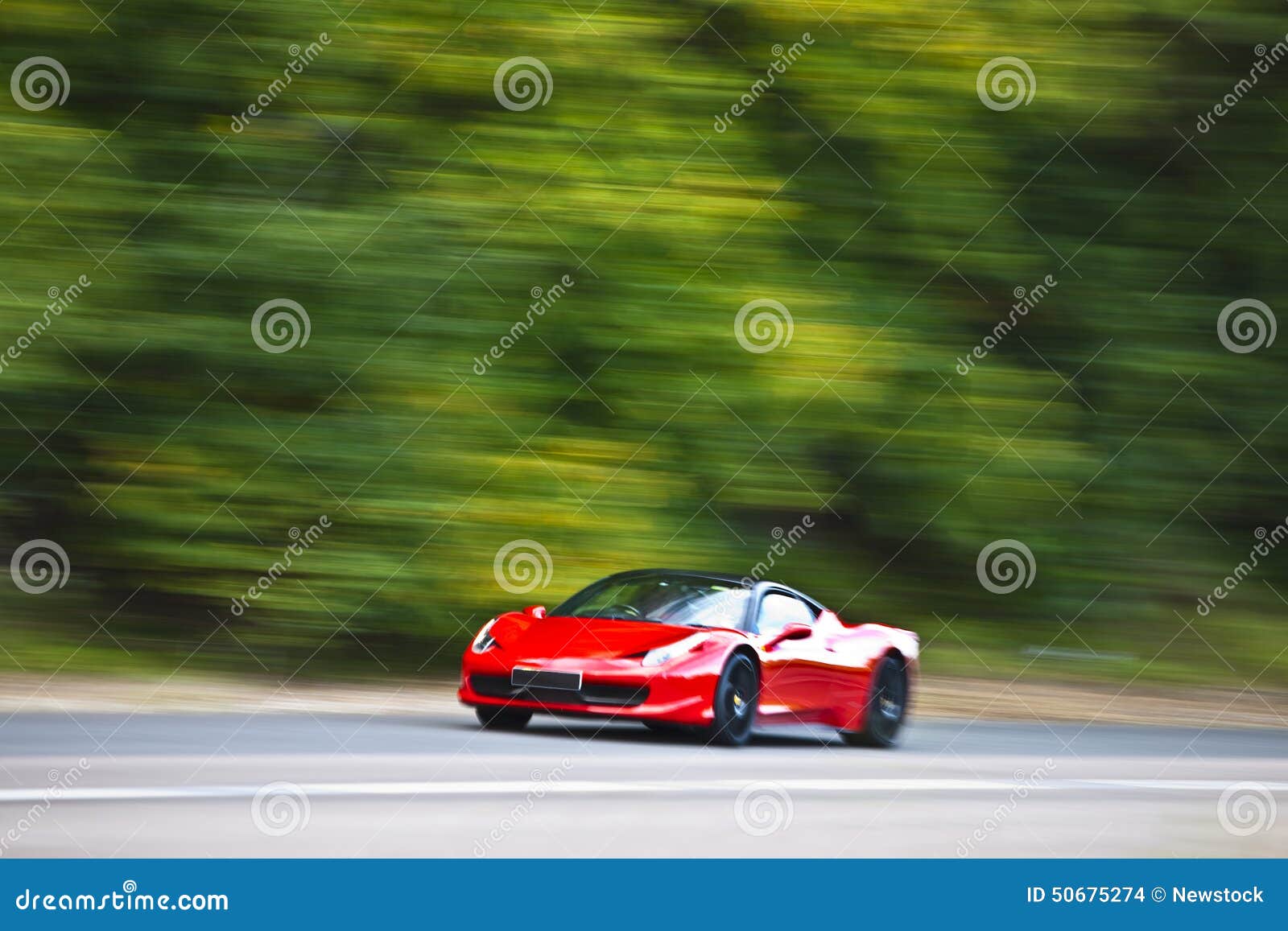 Red Car Driving Fast on Country Road Stock Photo - Image of road, land ...