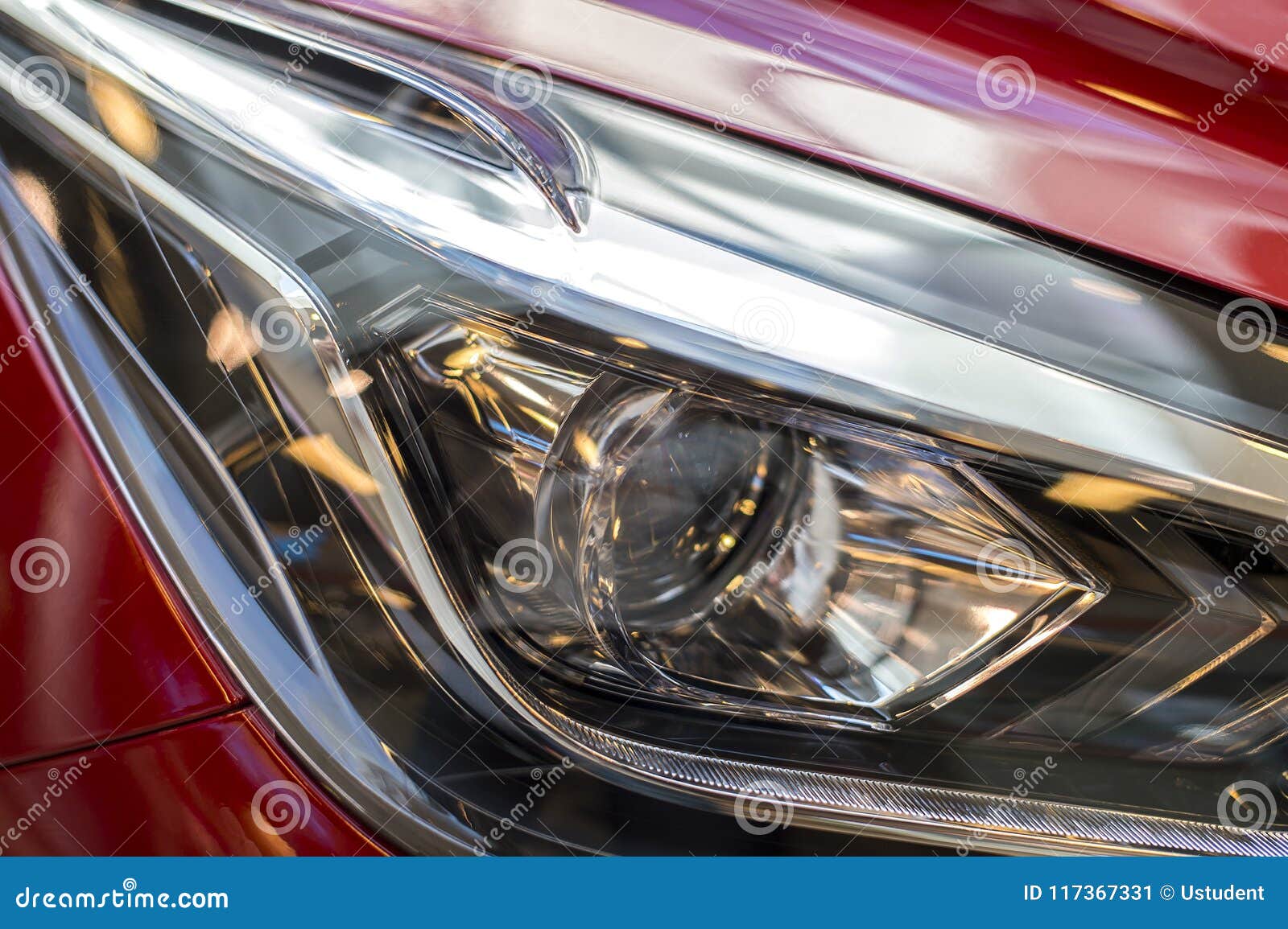 Red car front light stock image. Image of white, transportation - 117367331