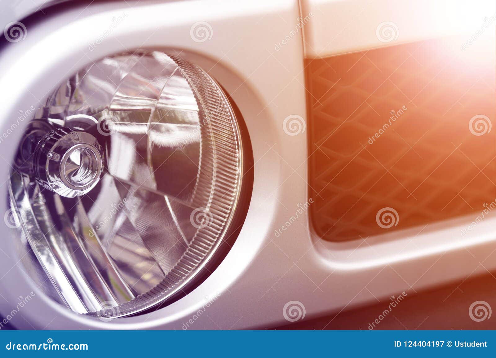 Red car front light stock image. Image of modern, concept - 124404197