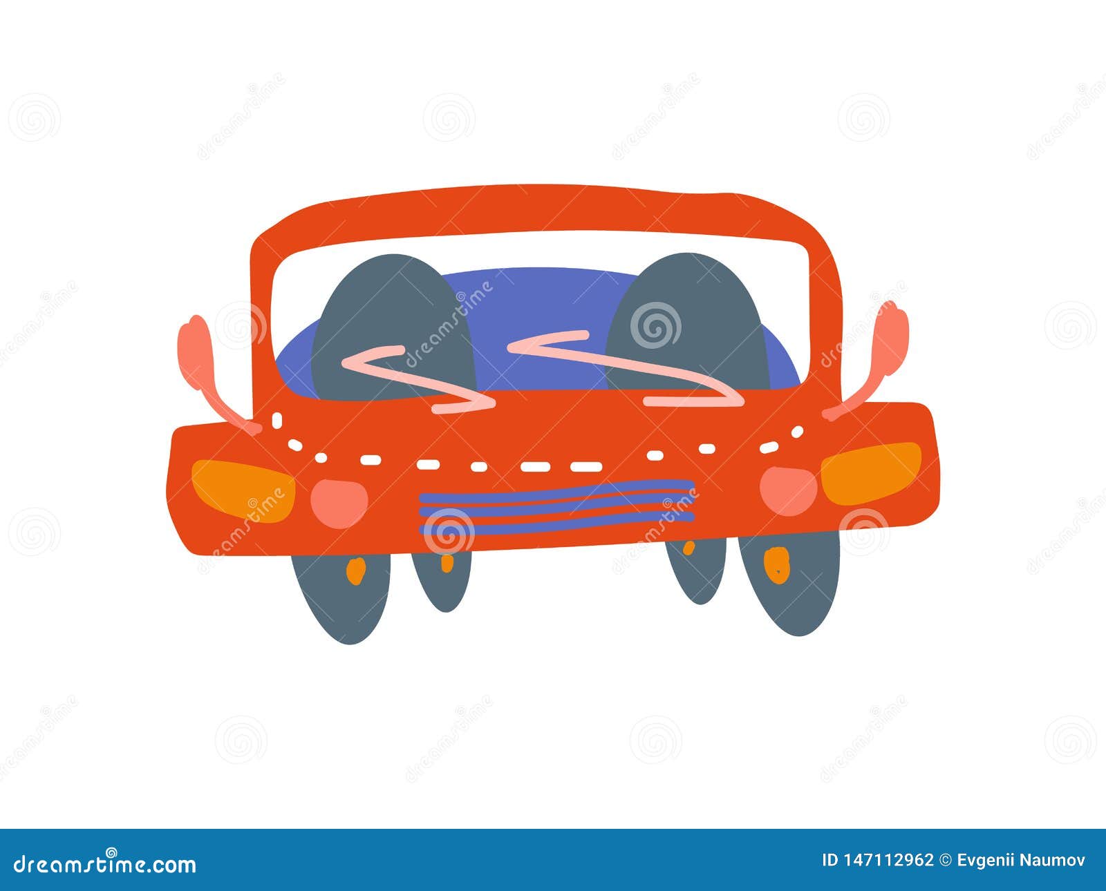 Red Car Front View Cartoon Vector Illustration Stock Vector ...