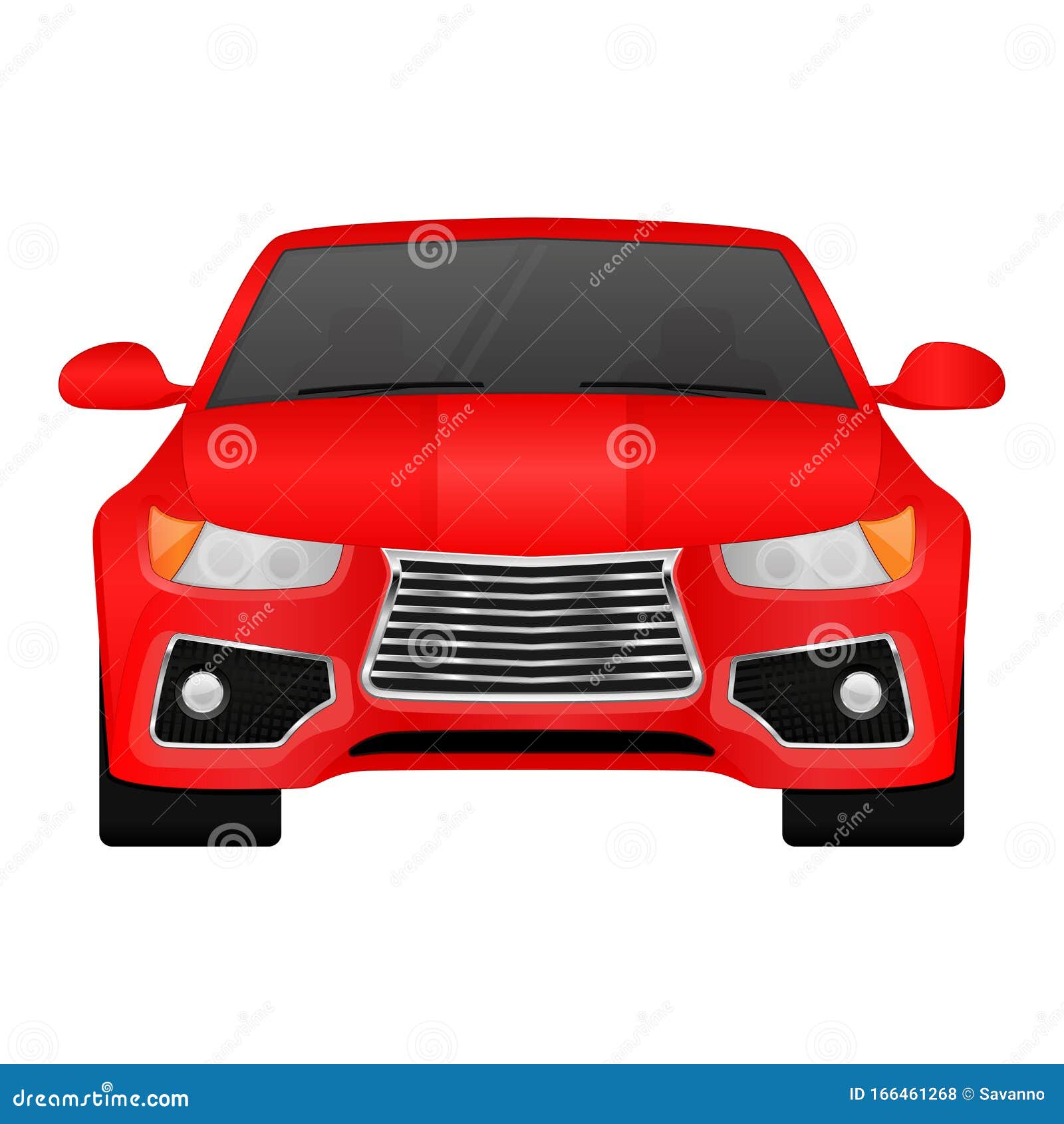 Red car. Front view stock vector. Illustration of vector - 166461268