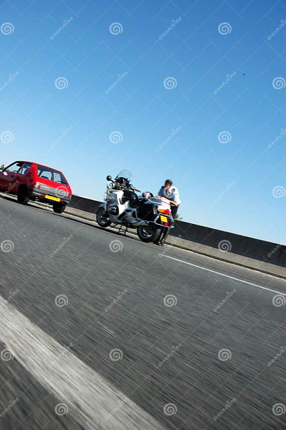 Red Car Given Traffic Ticket Stock Photo - Image of ticket, motorbike ...