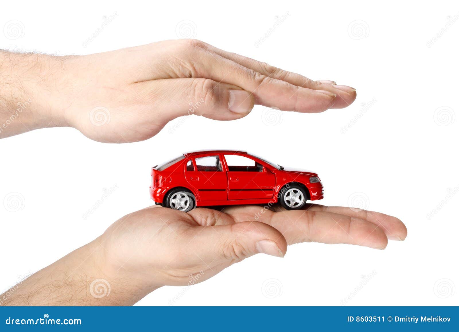 Red car in hands stock image. Image of safety, automobile - 8603511