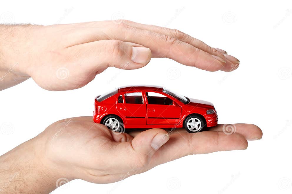 Red car in hands stock photo. Image of garage, safe, vehicle - 8625384