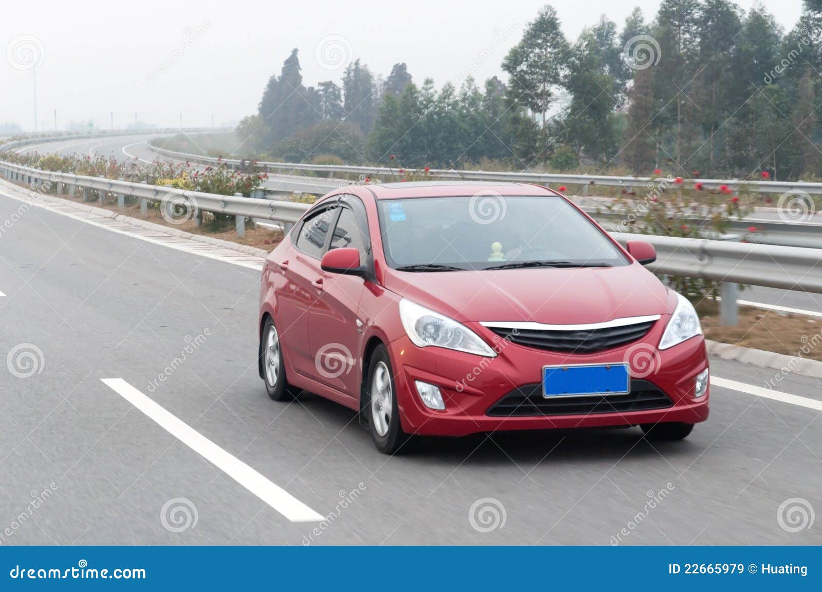 Red car on highway stock image. Image of tourism, road - 22665979