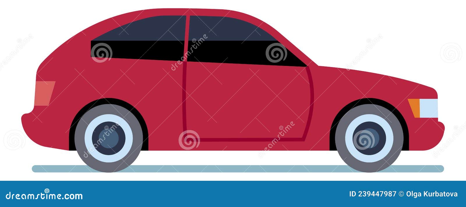 Red Car Icon. Cute Cartoon Auto Side View Stock Vector - Illustration ...