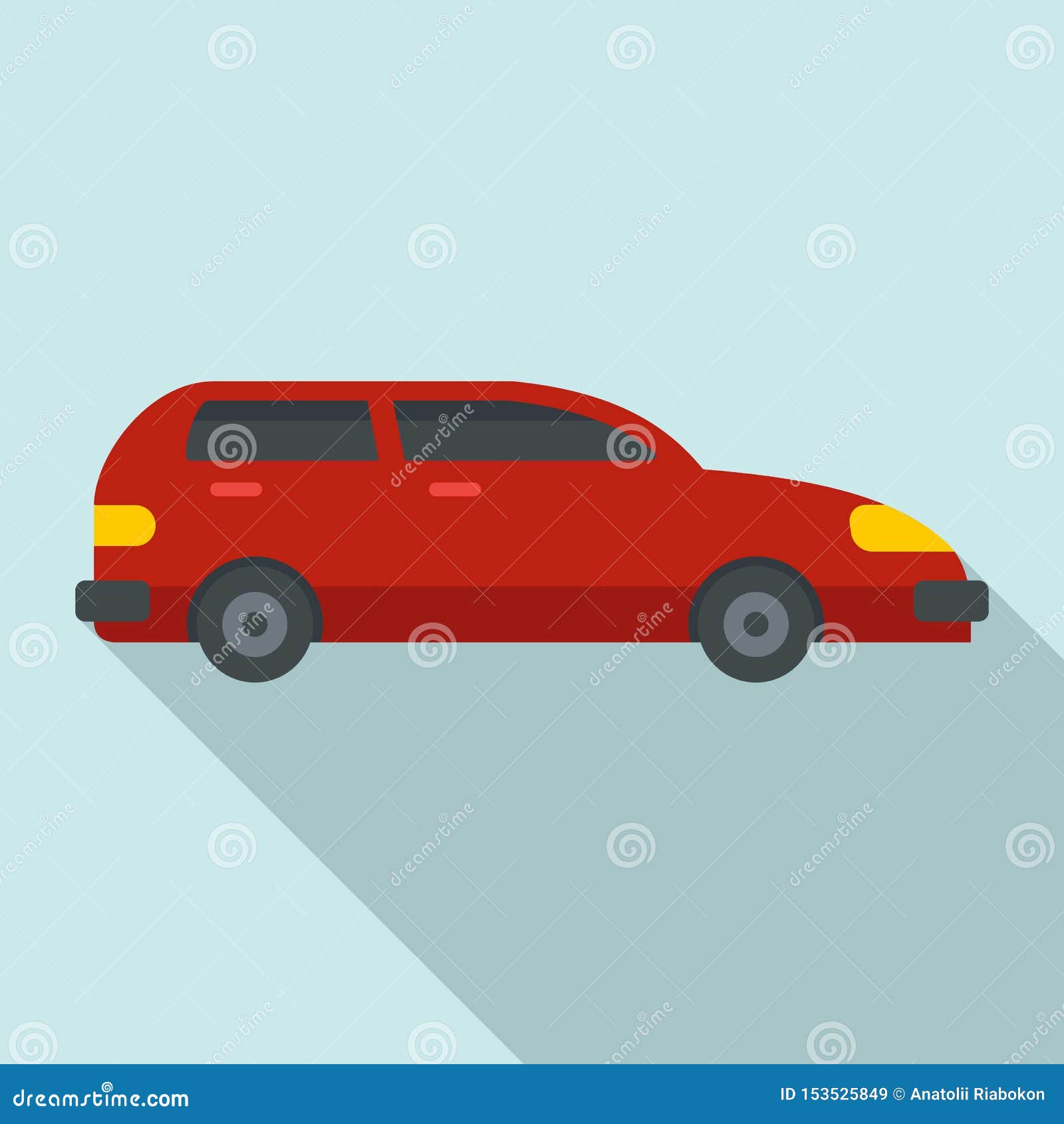 Red car icon, flat style stock vector. Illustration of icon - 153525849